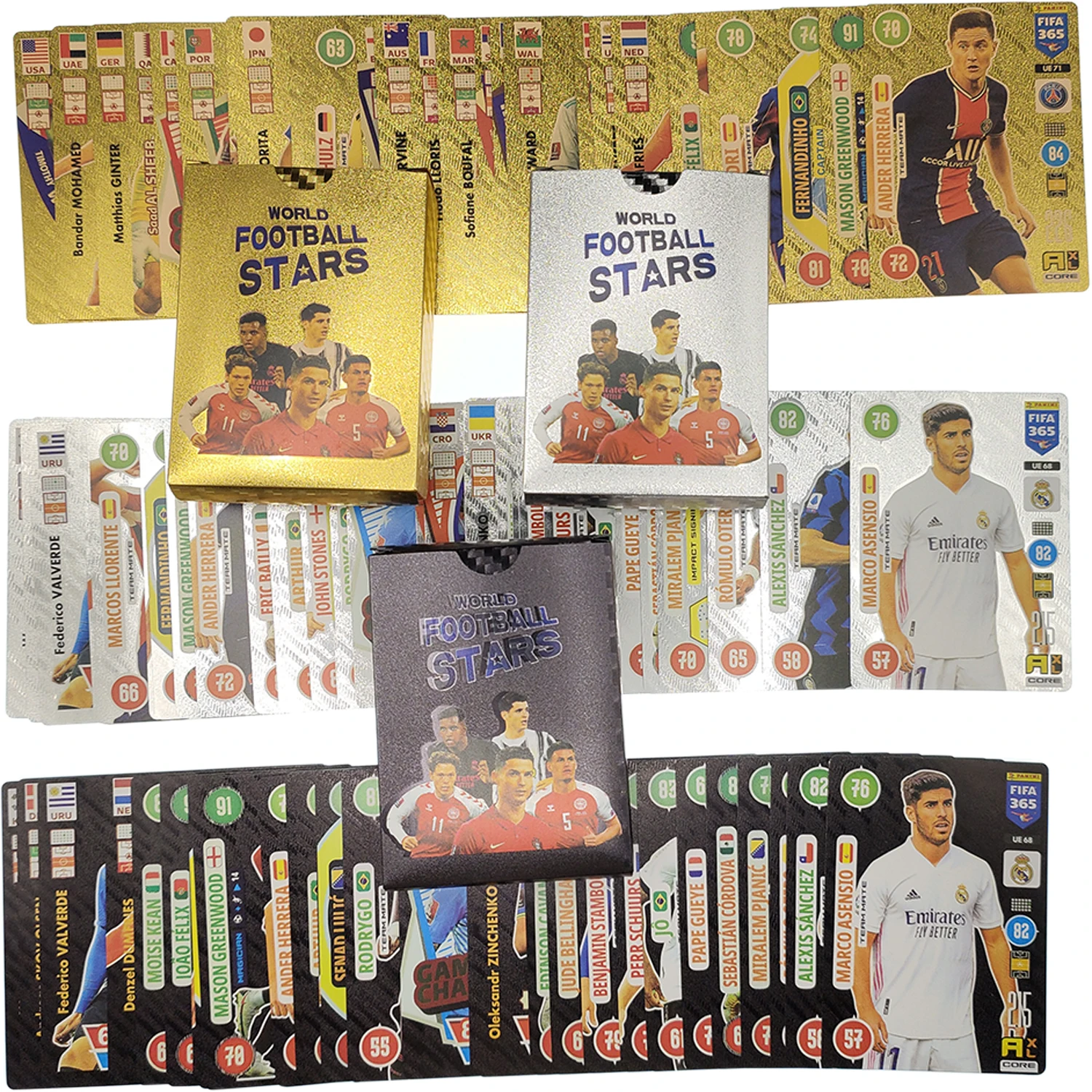 Wholesale 55 Cards/box Gold Foil Deck Box Panini World Soccer Football ...