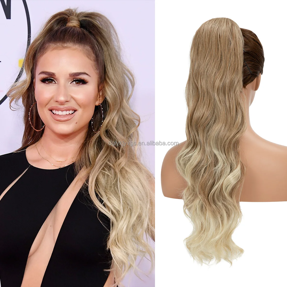 WP04 Drawstring Ponytail Curly Long Wavy 26inch 170g Heat Resistant ...