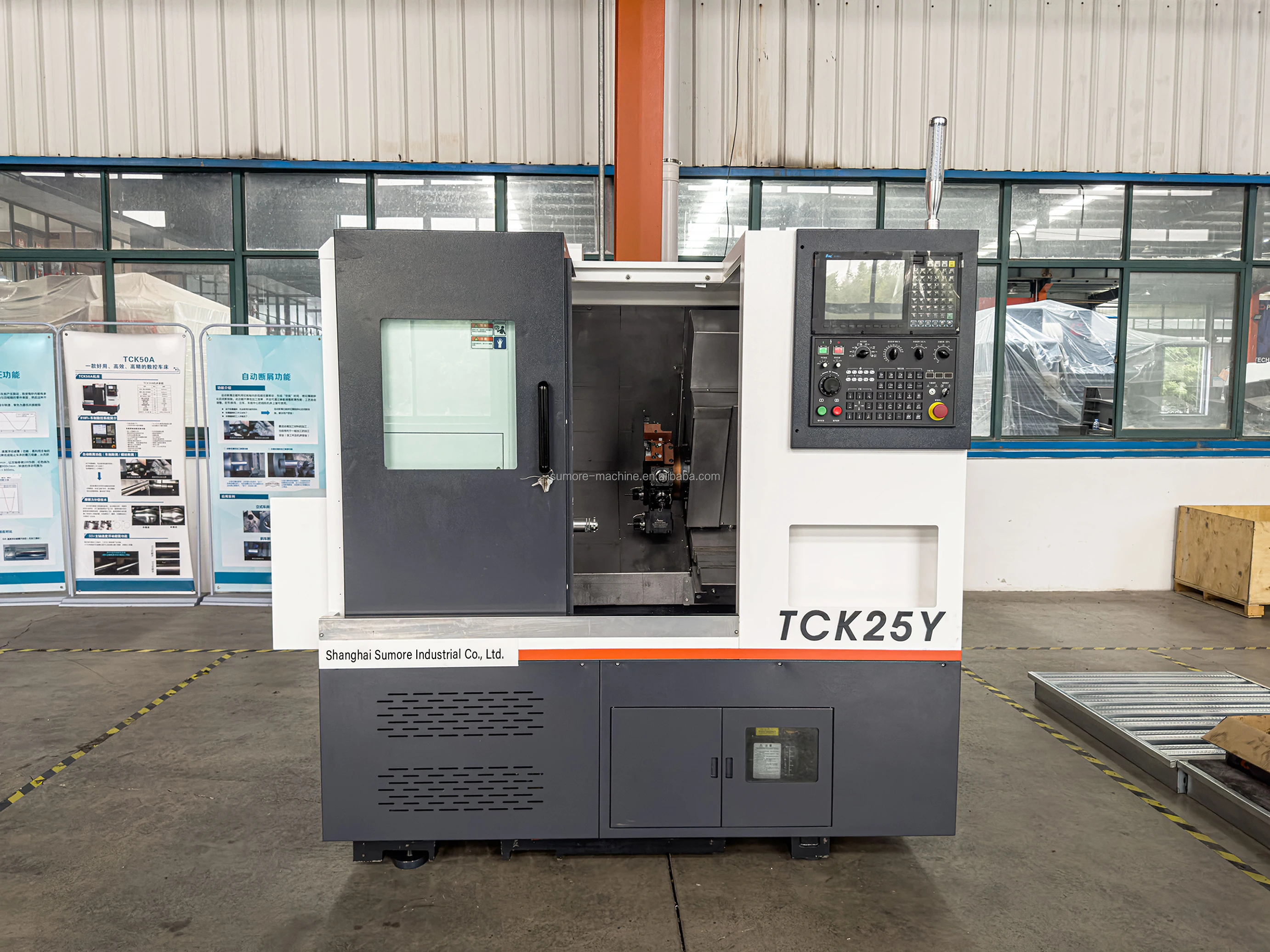 Tck25y 45-degree Cnc Lathes Inclined Bed Metal Lathe Machine 3 Axis Cnc Turning And Milling ...
