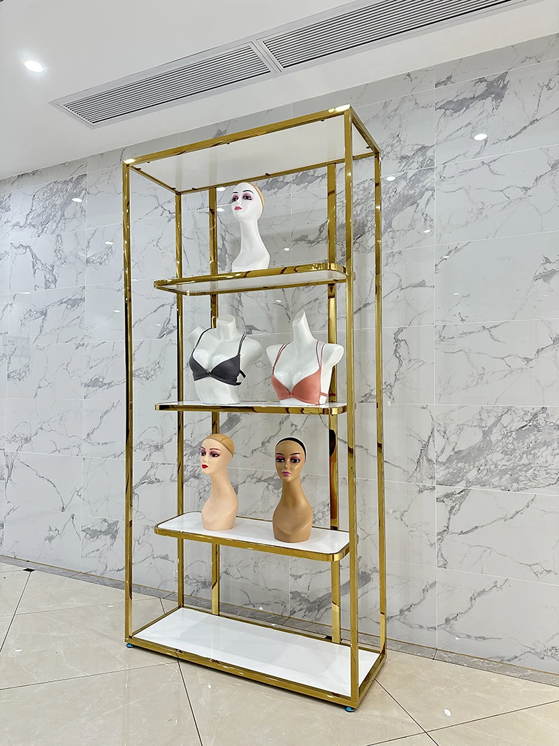 Luxury Stainless Steel Gold Wig Display Rack for Hair Salon Decoration ...