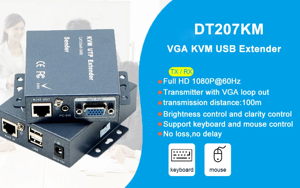 Super Quality 330ft Vga + Stereo Audio + Usb Signal Kvm Extender Over ...
