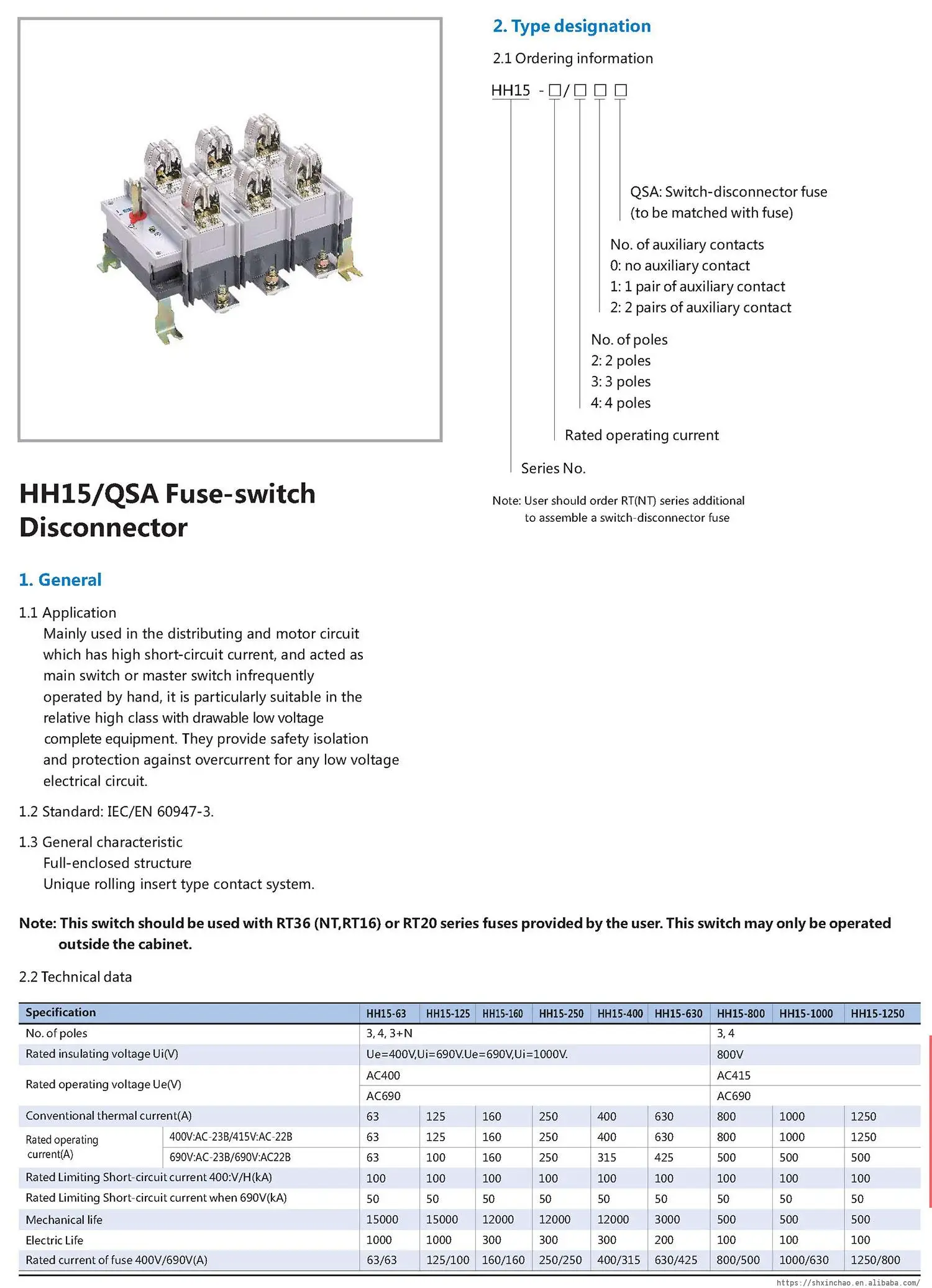 Chint Original HH15 Fuse Switch Disconnector - 1250A