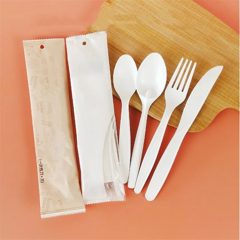 NEWELL Biodegradable Food Grade Compostable Disposable CPLA Fork Spoon Knife Flatware Sets Corn ...