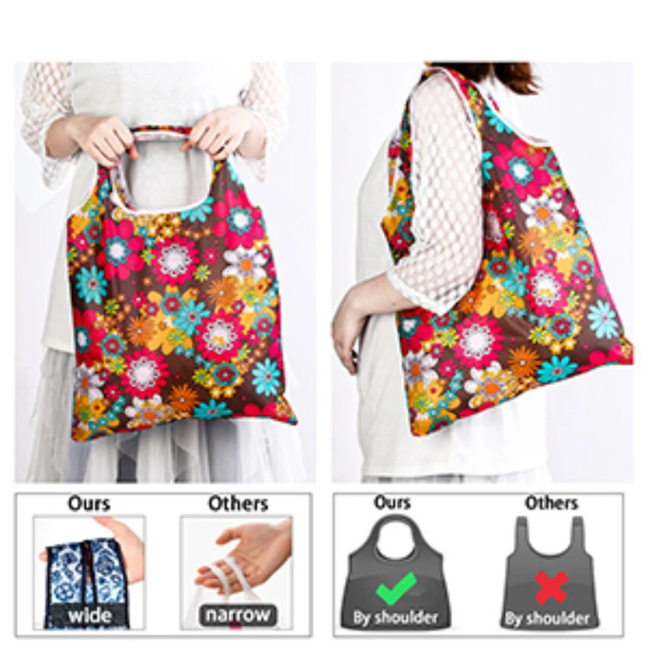 Custom Eco Recycle Nylon Grocery Tote Bag Foldable Polyester Shopping ...