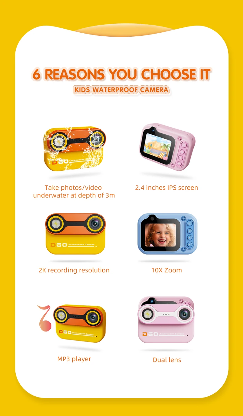 Wholesales Kids Waterproof Camera Ip68 Underwater Camera Cheap Digital ...