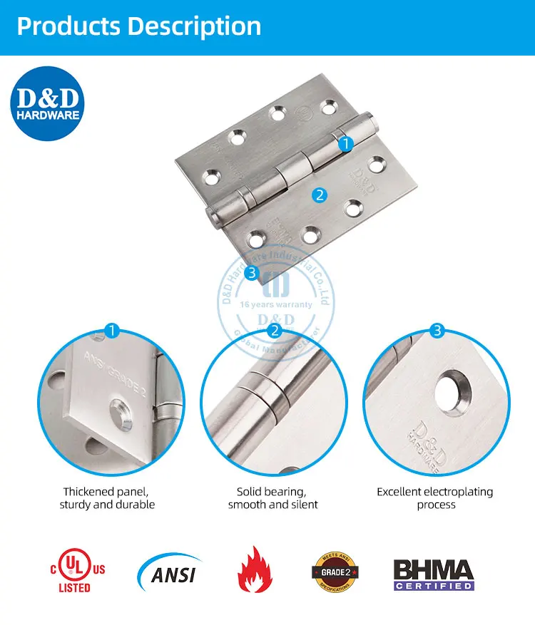 Stainless Steel Door Hinges Heavy Duty CE UL BHMA Bedroom Wood Interior ...
