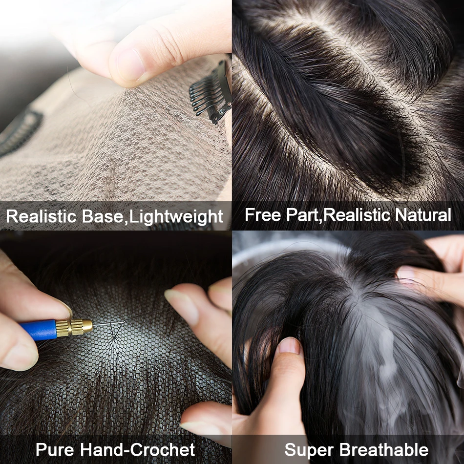 Swanee 3x5 Human Hair Topper Natural Black Mini Silk Base Hair Piece ...