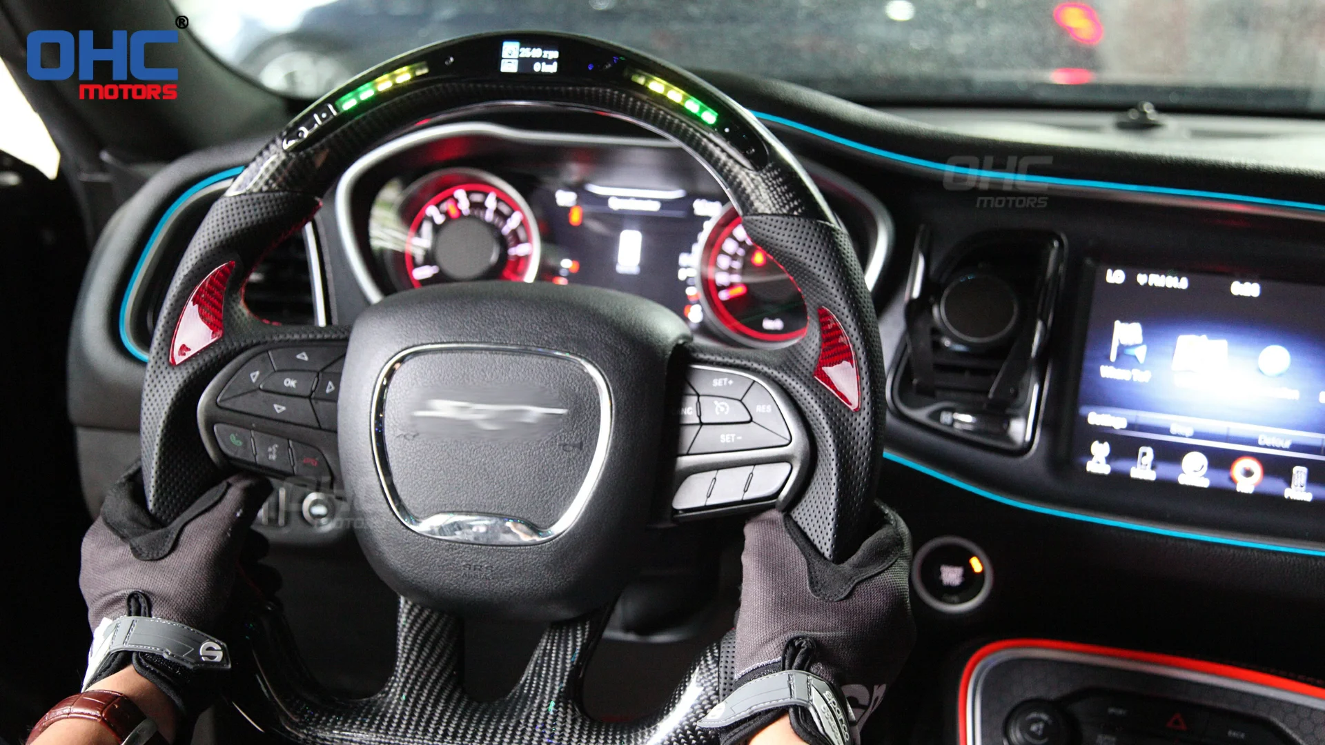 Led Racing Car Rpm Custom Car Steering Wheel For Srt Dodge Srt Charger ...