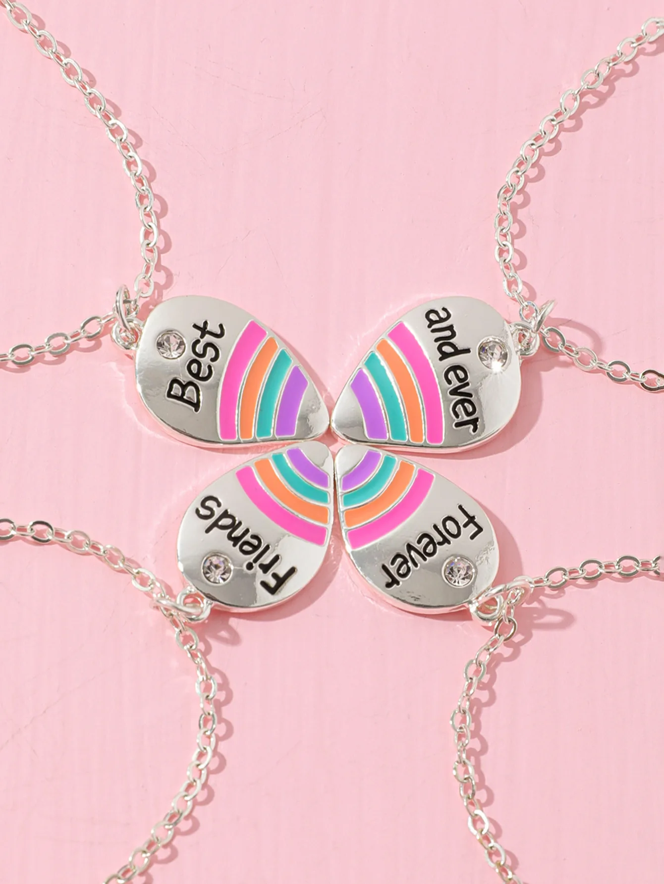 Custom Fashion Design Promotional Bff Jewelry Set Cute Color Rainbow Enamel Best Friend Children Kids Best Friend Necklace For 4 Alibaba