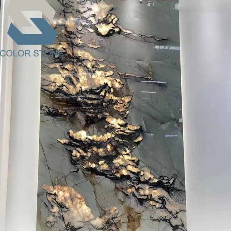 Backlit Quartzite Feature Wall Acqua Mare Crystal Quartzite Slabs ...