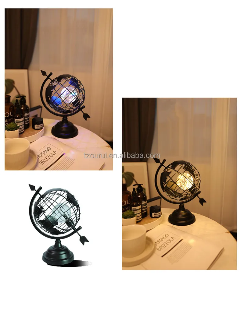 Illuminated Rotating Globe Lamp LED Lighted Desk Globe Earth Metal ...