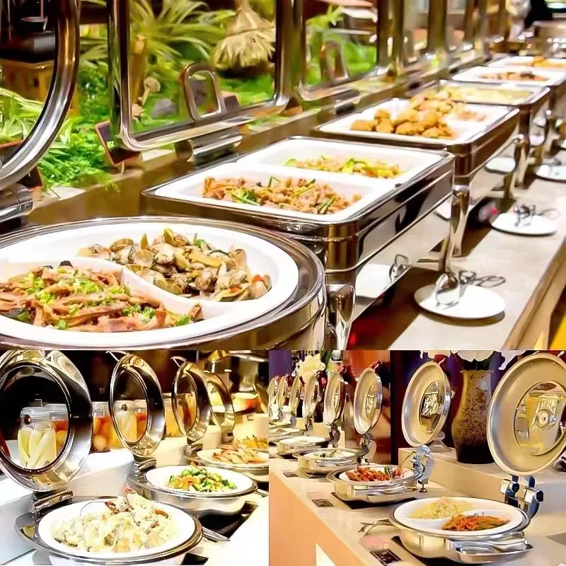 Luxury Restaurant Serving Stainless Steel Gold Buffet Set Food Roll Top ...