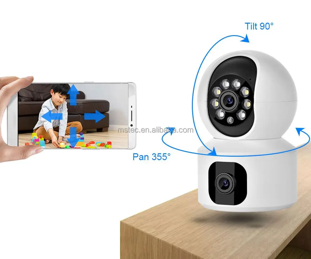 Dl01 Dual Lens Wifi Camera Indoor Security Smart 360 Degree 4mp Auto ...