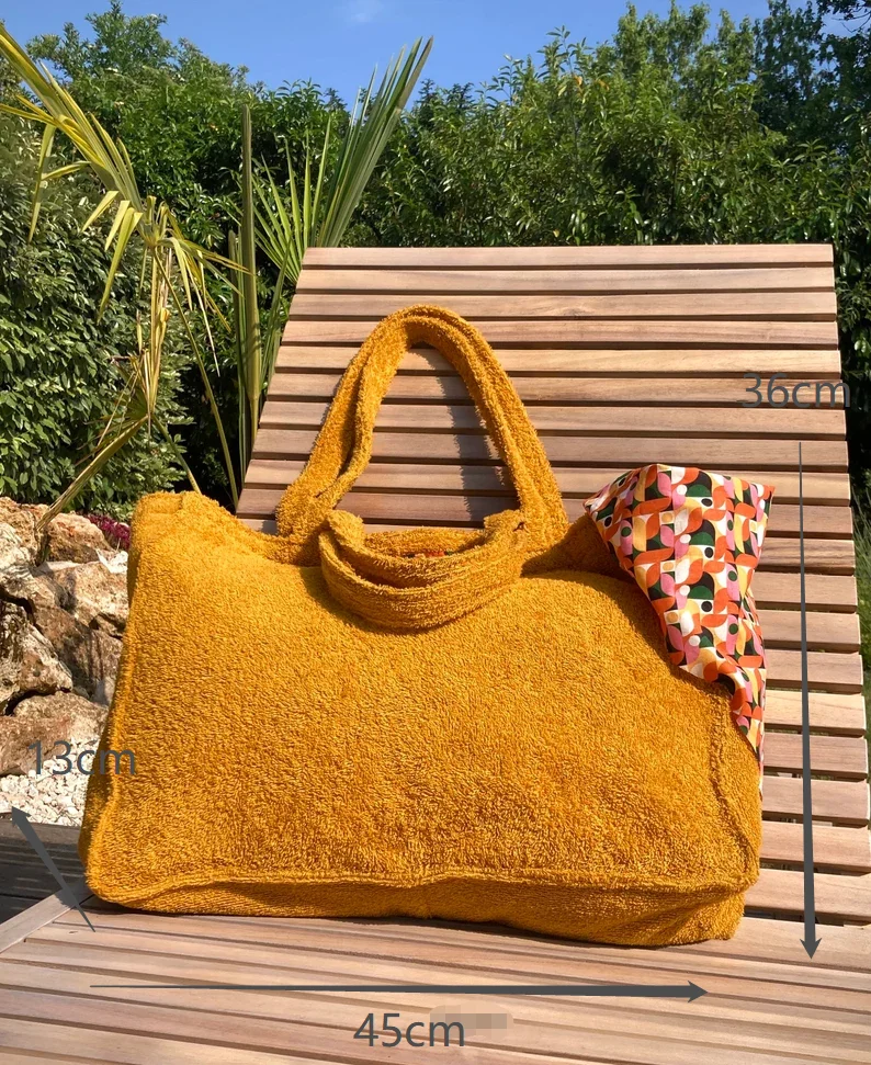 Luxury Large Capacity Towelling Handbag Customizable Terry Beach Bag ...