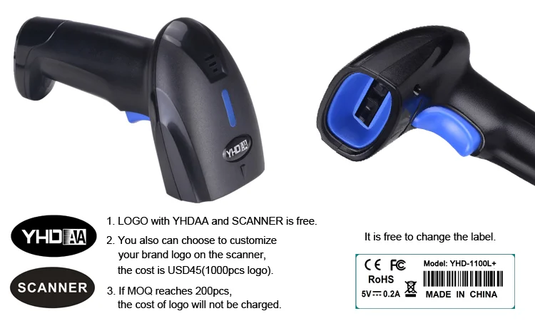 Yhd-1100l+ Handsfree Barcode Scanner With Adjustable Stand,Wired 1d ...