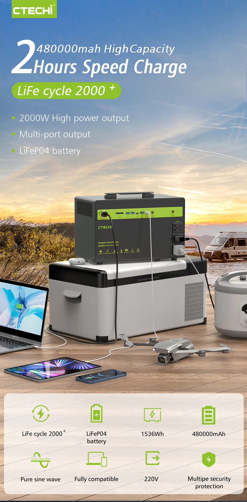 Lifepo4 2000w 2kw Solar Portable Power Station 2000w Solar 12v /240v ...