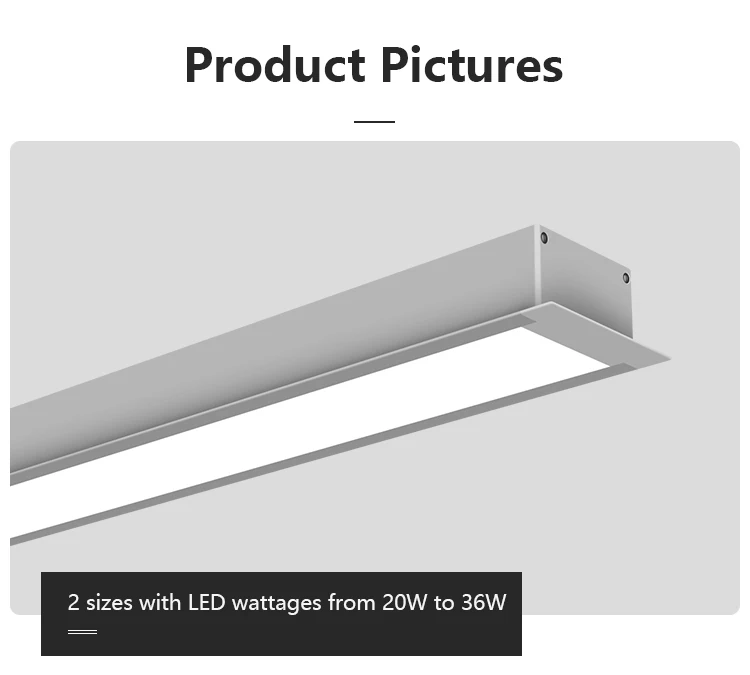 Office Ceiling Recessed Fixture Linear Light 20w 36w Aluminum Led ...