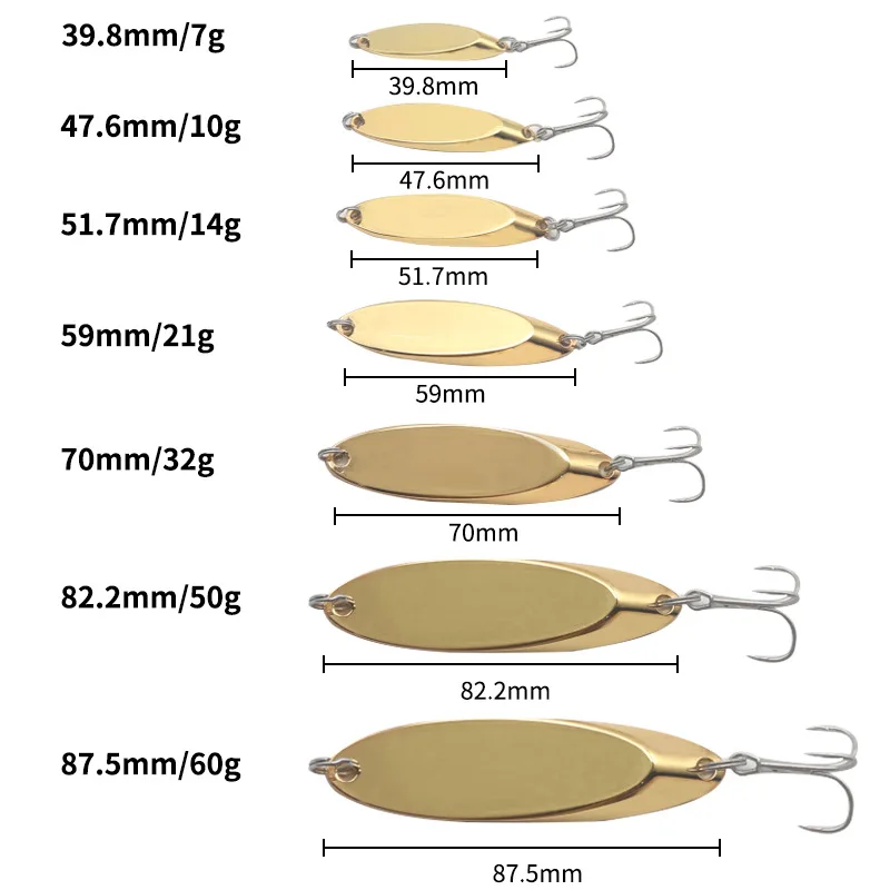 New Oem 7g 10g 14g 21g 32g 50g 60g Big Metal Spoon Lures Bevel Cut ...