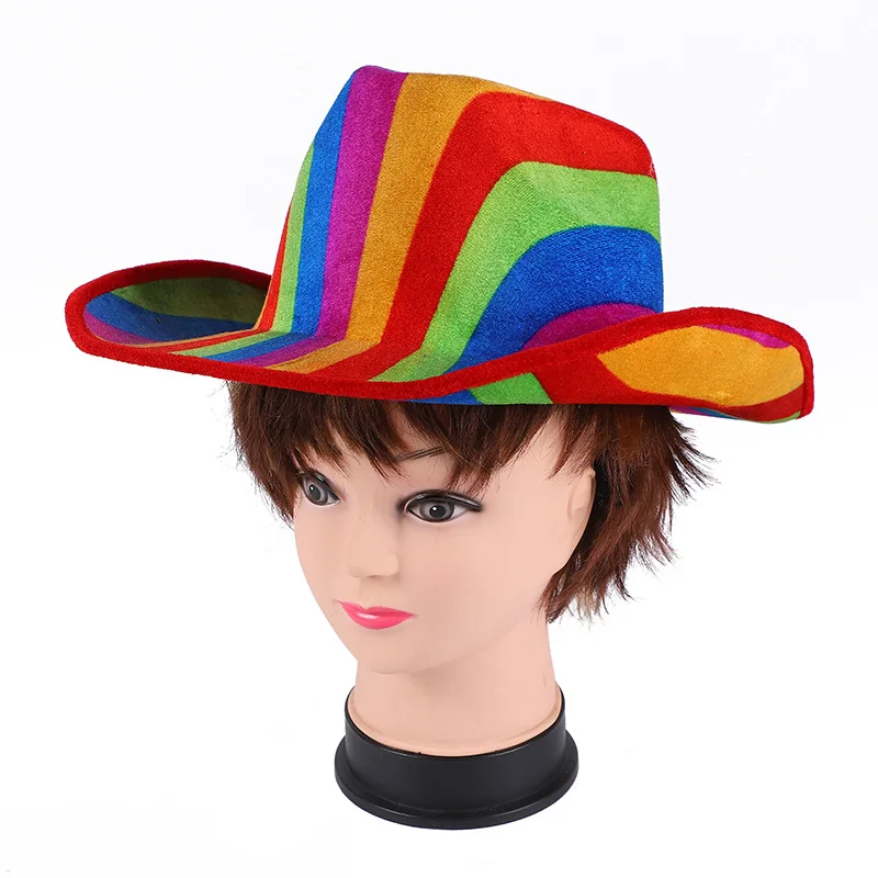 Rainbow Cowboy Hat For Adult Multi Color Striped Hat Fancy Dress Wild ...