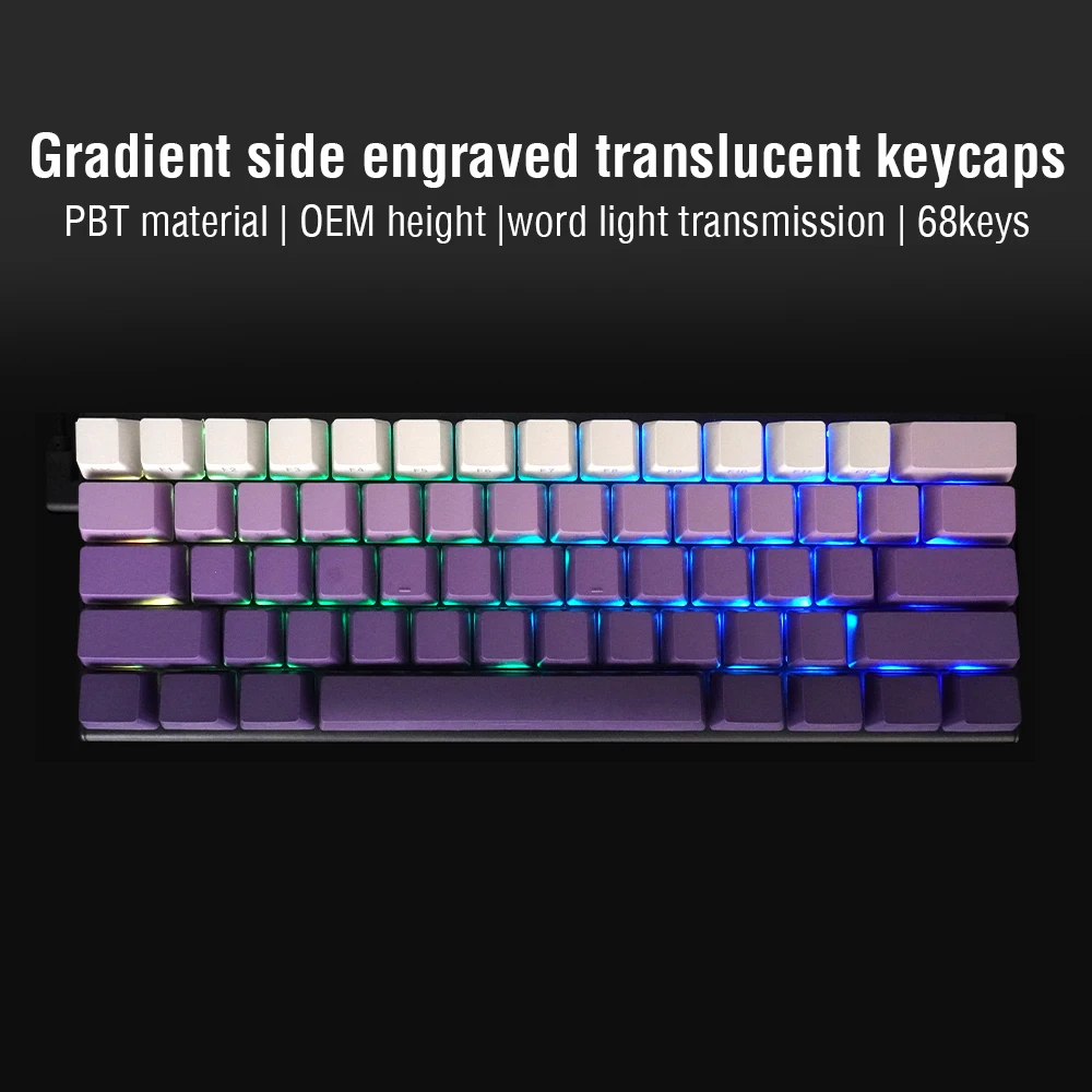 61 Keys Mechanical Gaming Keyboard Gradient Side-engraved Character ...