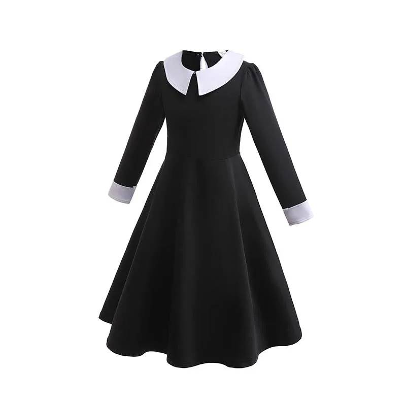 Costume Kids Girls Long Sleeve Wednesday Addams Dress With Wednesday ...