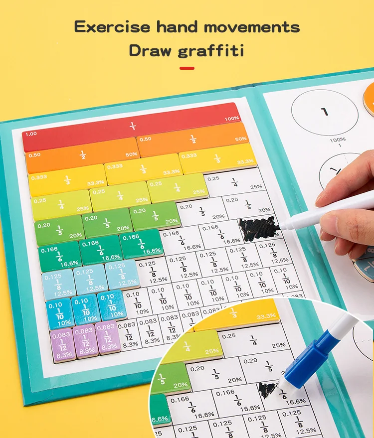 Kids Montessori Magnetic Fractions Learning Math Toys Magnetic Fraction ...