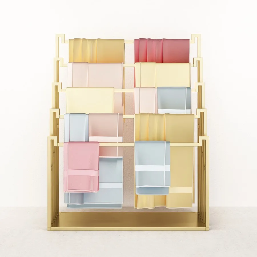 Boutique Fabric Store Shelving - Elegant Scarf Display Rack