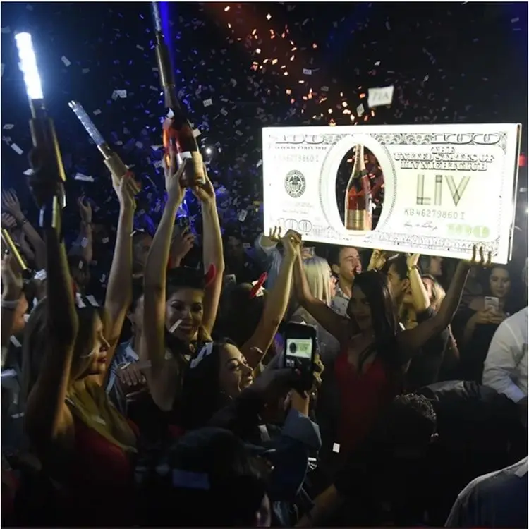 Us 100 Dollar Bill Champagne Glorifier Display Vip Benjamin Bottle ...