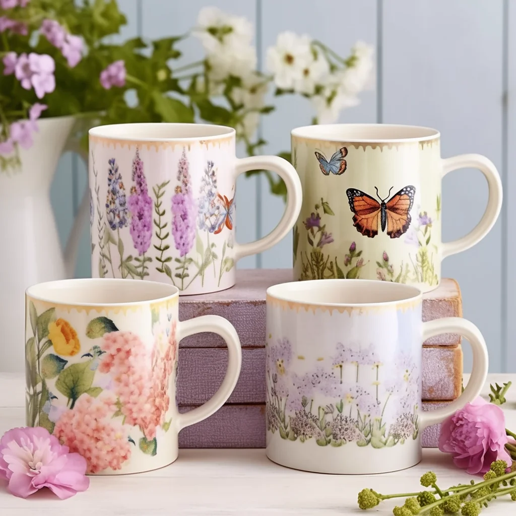 Pressed Flowers Gift Mug Butterfly Wildflowers Coffee Mug,Large ...