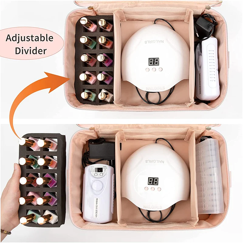 Portable Nail Lamp Storage Case Holds 40 Bottles Nail Polish Organizer ...