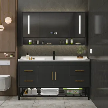 Modern Luxury Intelligent Mirror Integrated Basin Cabinet Bathroom ...