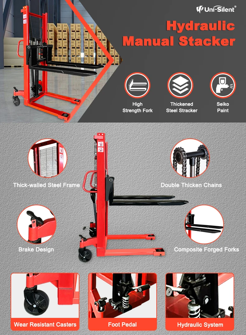 Uni-Silent Heavy Duty 400kg Capacity Manual Pallet Lifting Stacker ...