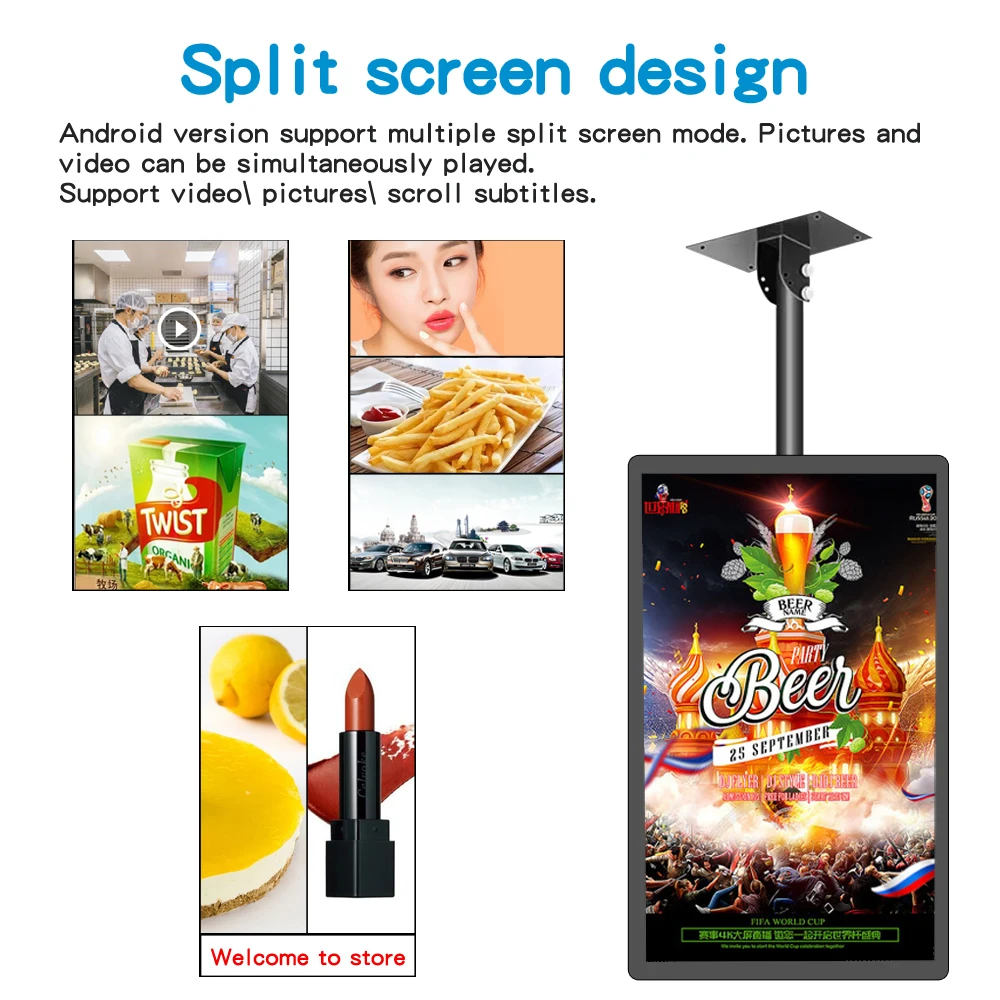 32 inch Indoor Hanging digital signage network Ceiling Advertise ...