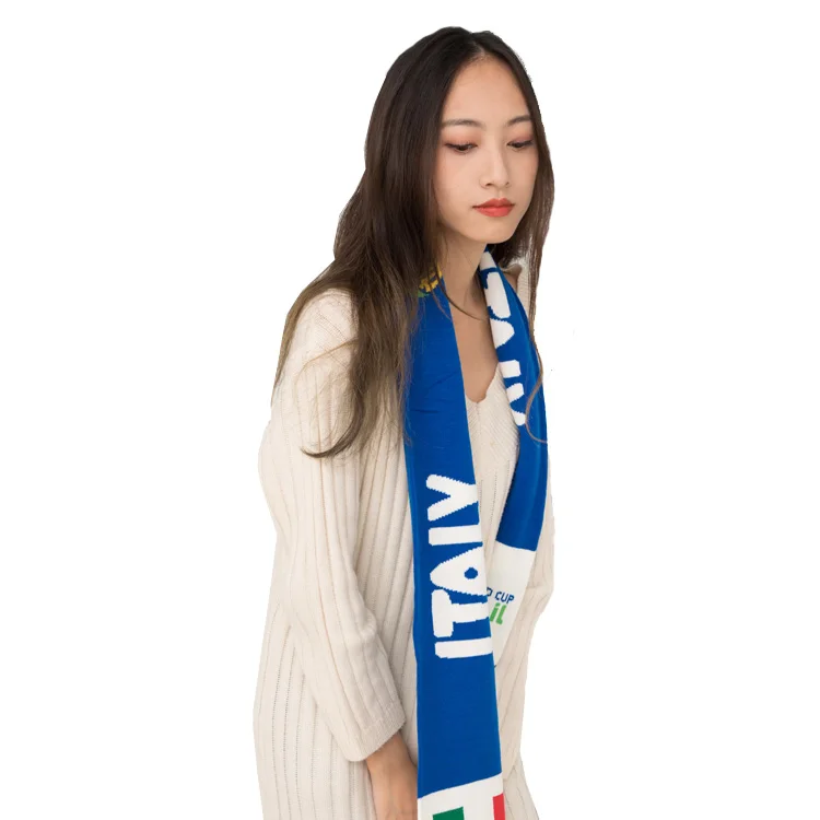 Custom Sport Fans Jacquard Knitted Scarf Supporter Football Team Neck ...