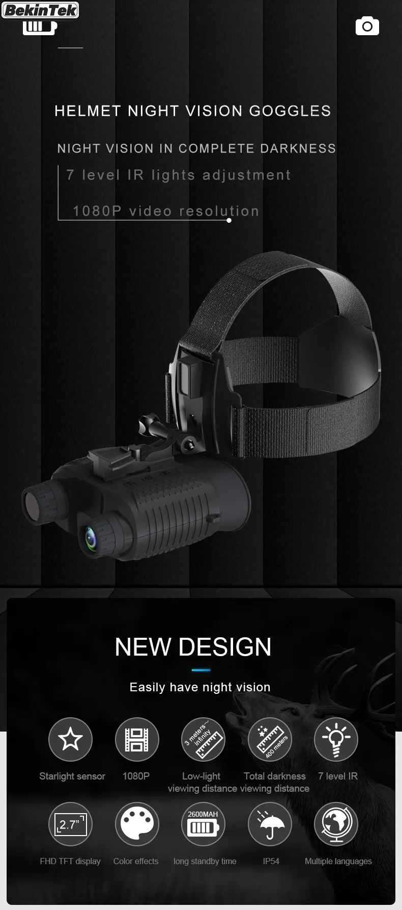 4k Head-mounted Night Vision Binoculars Telescope Optics Nvg Scope Zoom ...