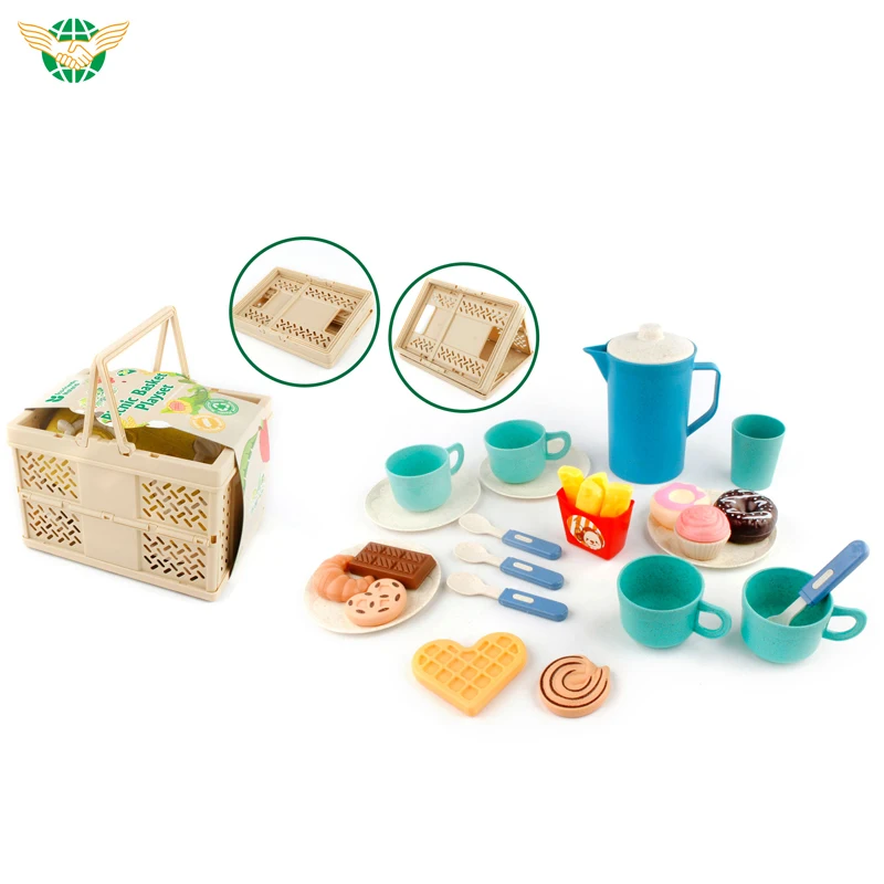 30pcs Pretend Play Toys Foldable Picnic Basket Mini Kitchen Toys Real ...