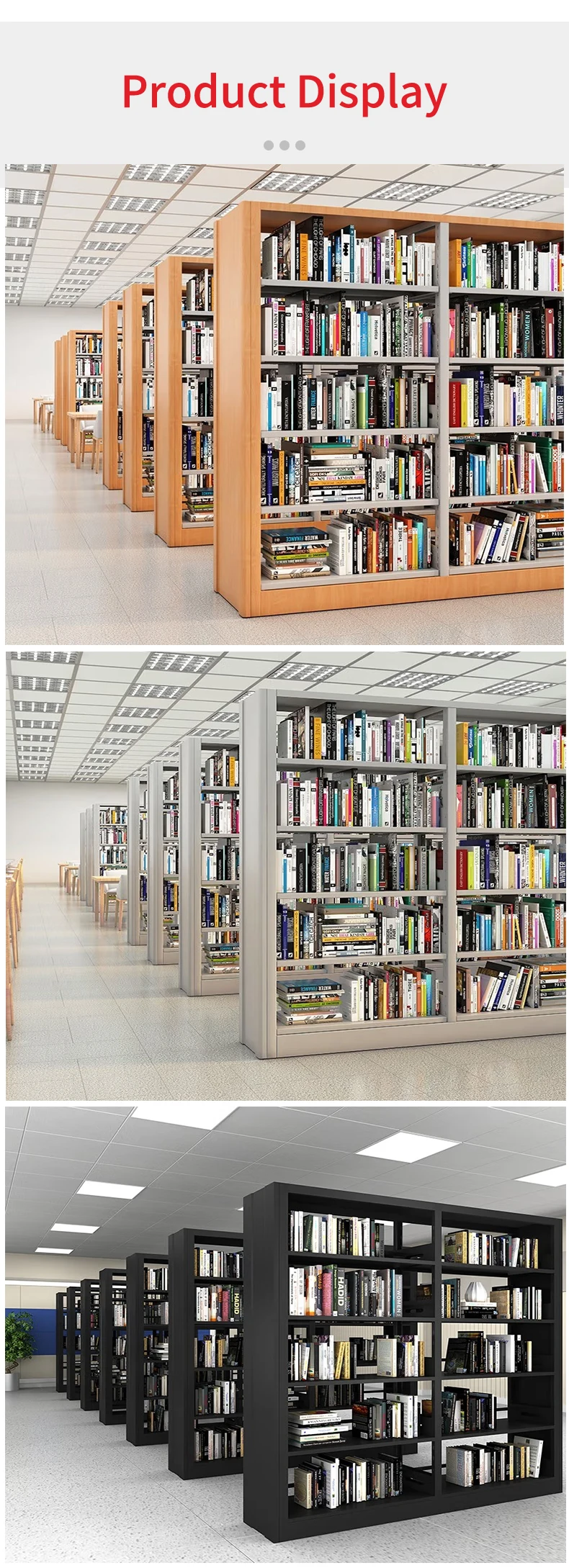 Luoyang Factory School Metal Bookshelf Library Custom 5 Layers Office ...
