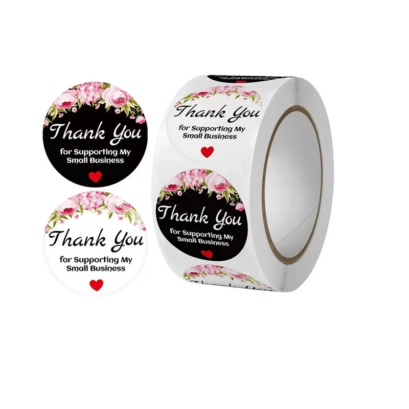 Custom Logo Thank You Card Sticker Black Gold Foil Printing Self ...