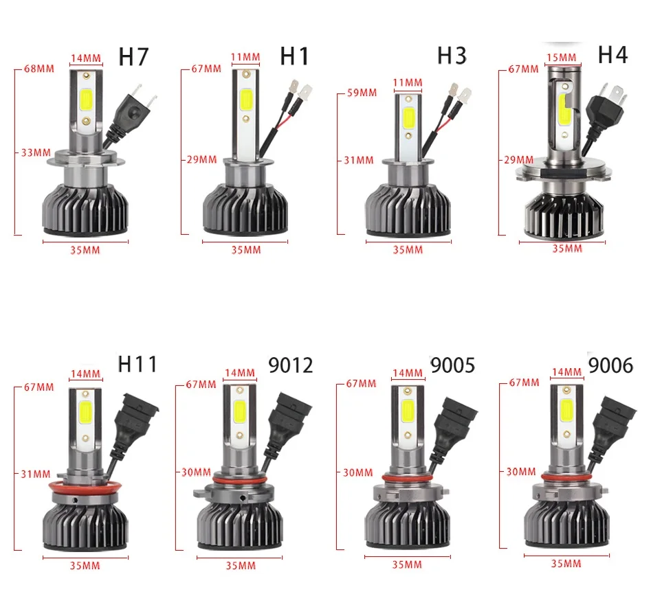 Auto Parts Super Bright Led Headlight Bulb 12v 24v H4 H7 H1 H3 Hb4 H8 ...