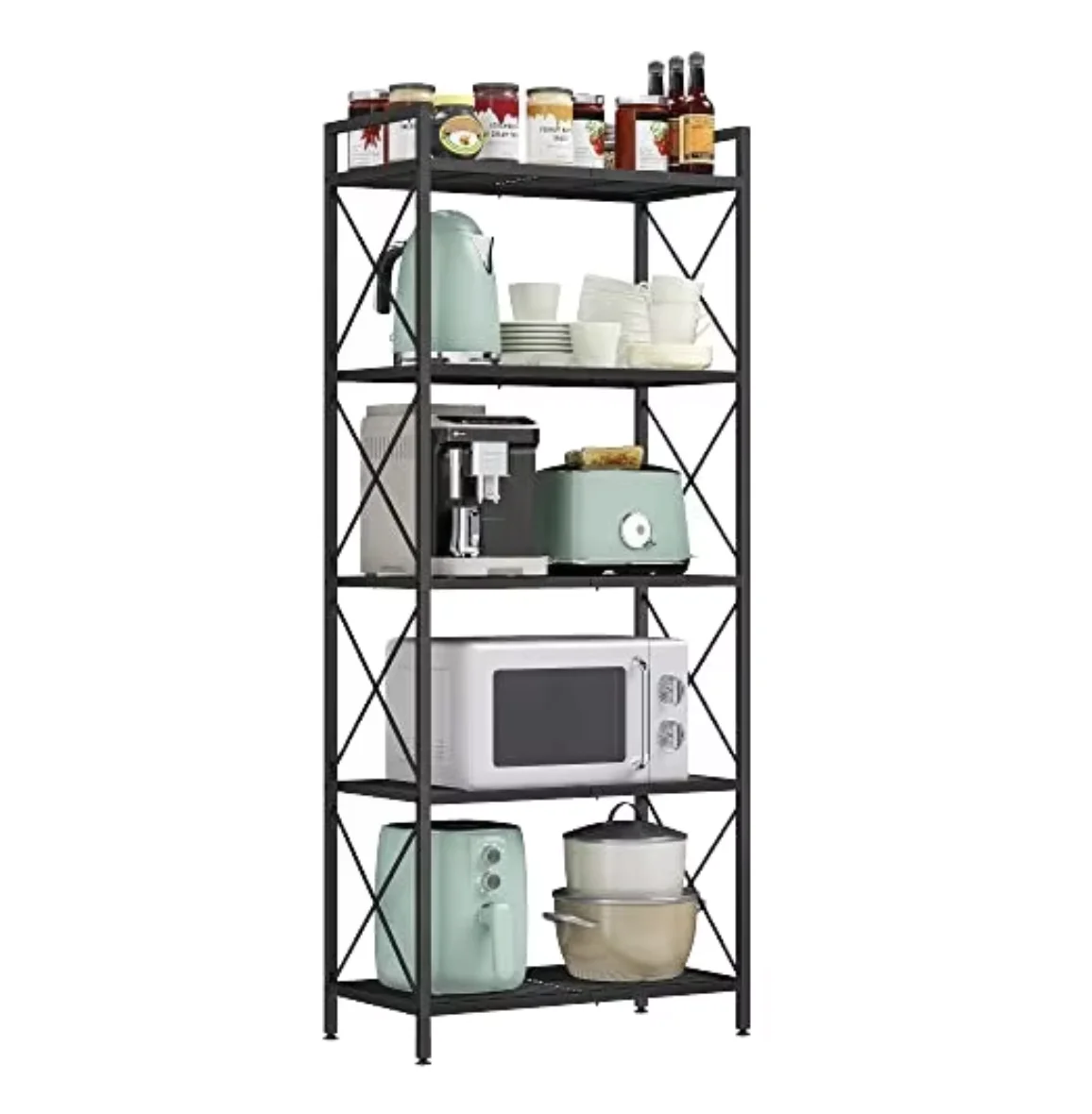 5 Tier Foldable Storage Shelf With Wheels Shelving Unit Metal ...