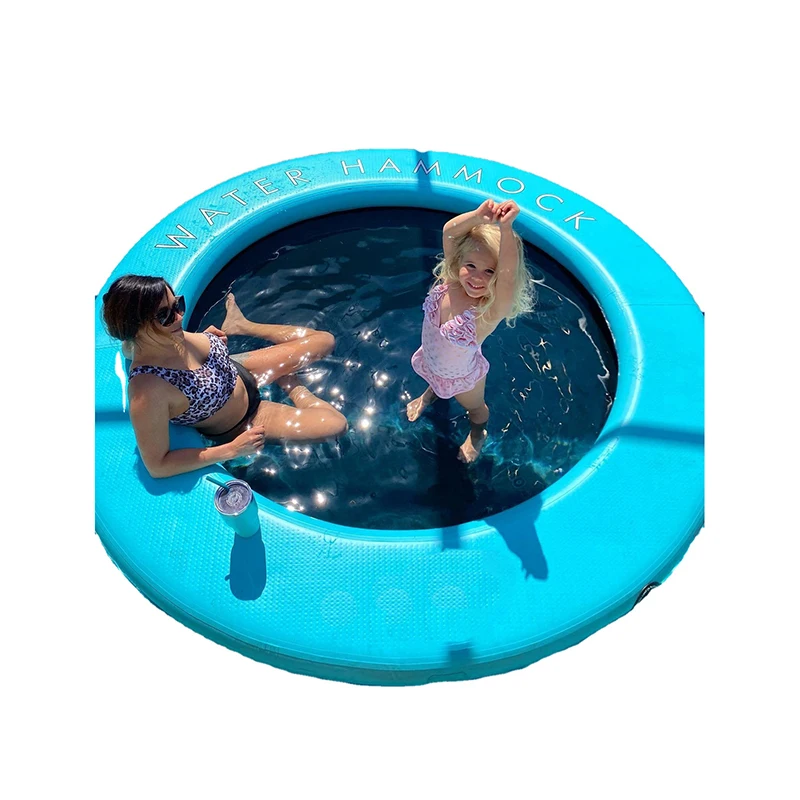Inflatable Water Hammock Lounger Pool Portable 8ft Round Floating Pad ...