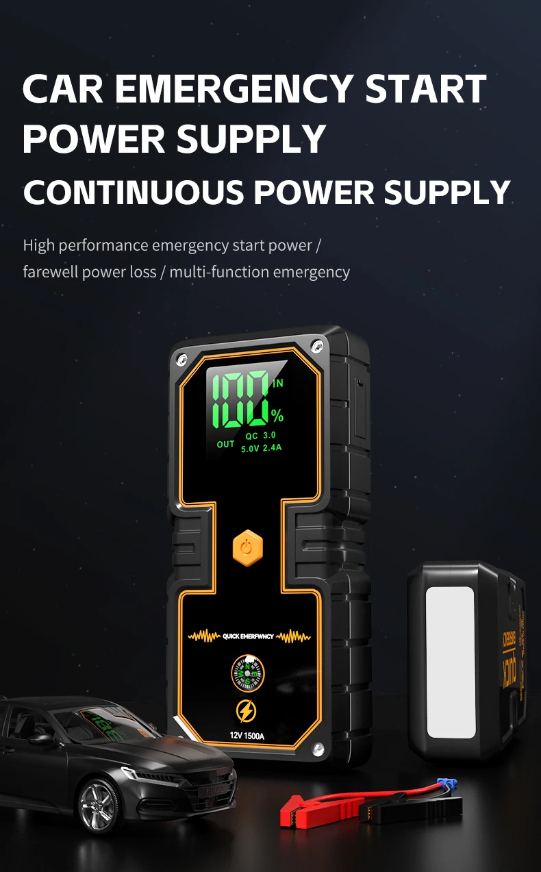 1pc Car Jump Starter,Battery Power Bank For Portable Emergency Booster ...