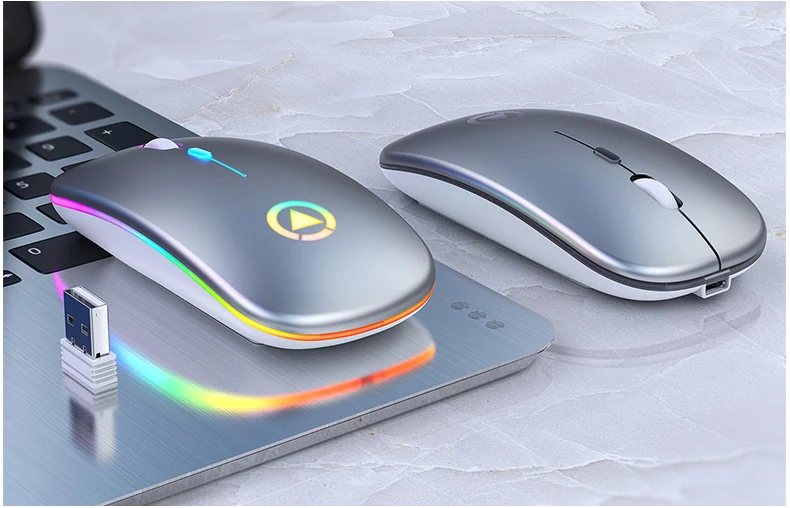 A2 RGB Wireless Ergonomic Mouse - Rechargeable, Silent & Backlit USB ...