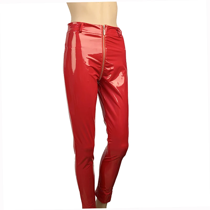 Moglovers Nightclub Stage Sexy Street Girl Zipper Crotch Pants Patent