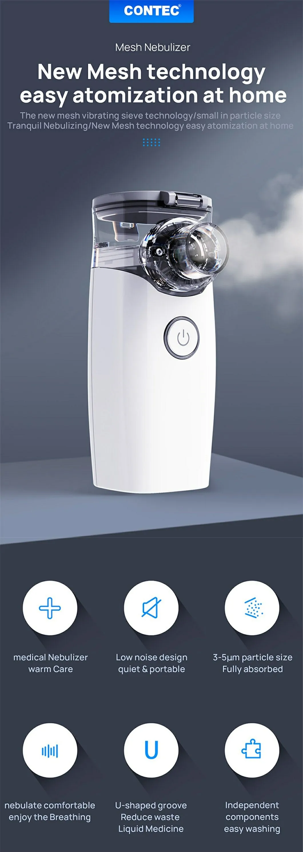 CONTEC NE-M01VET Veterinary Mesh Nebulizer for Pet Health