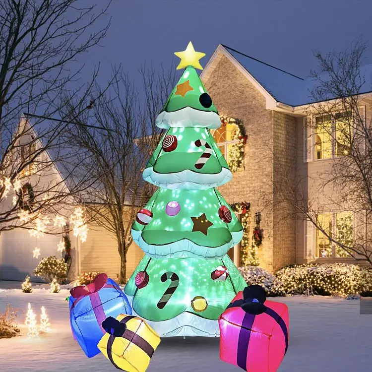 Blow-up Lighted Outdoor Christmas Inflatable Tree With Gift Boxes For ...