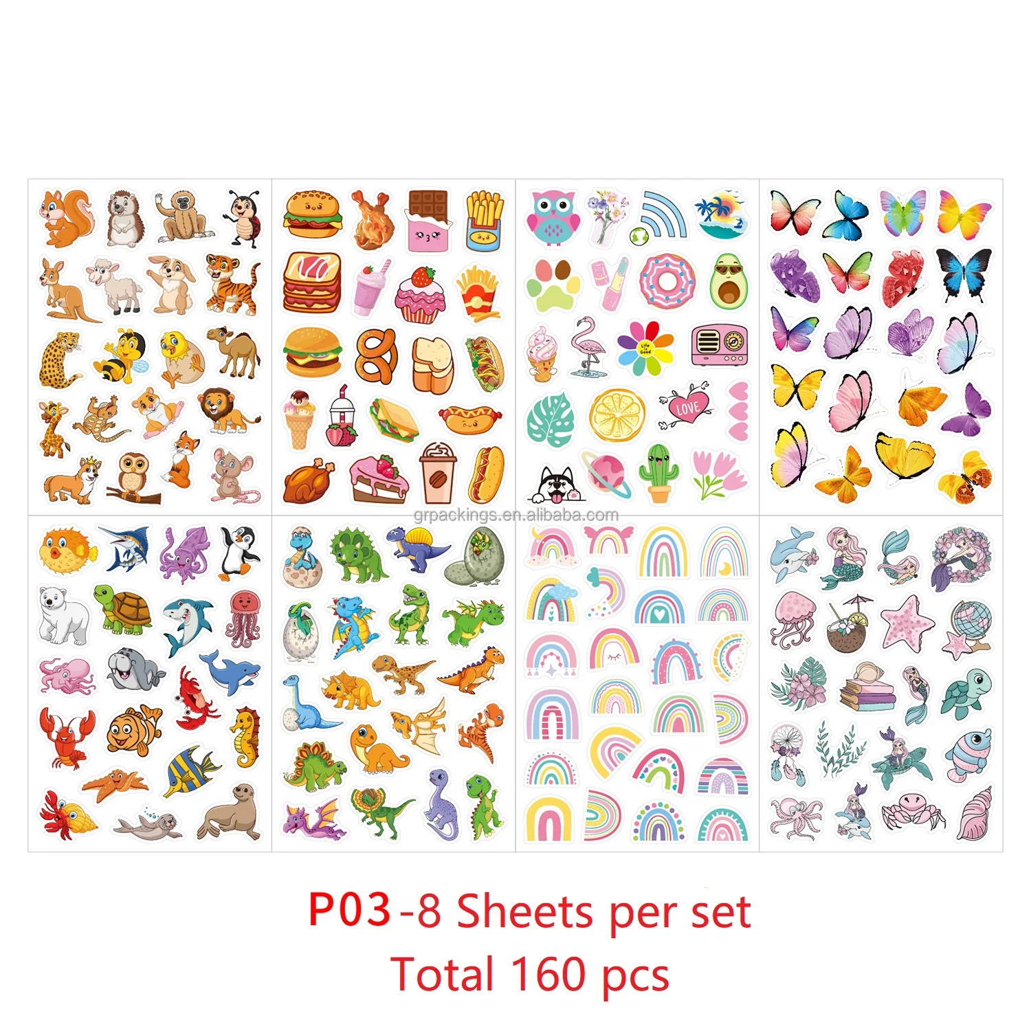 Kiss Cut Cute Cartoon Sticker Sheet for Kids Adults Water Bottle Laptop ...