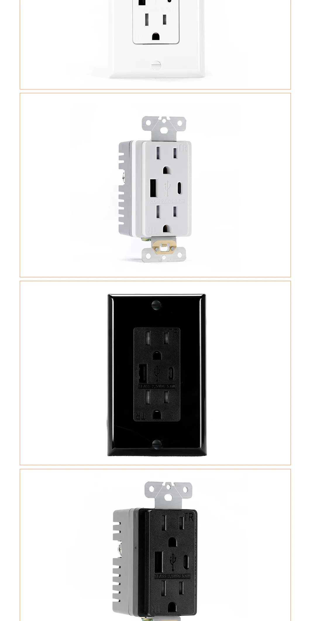 5.0a Type-a&type-c Usb Outlets Wall Electrical Outlets American ...