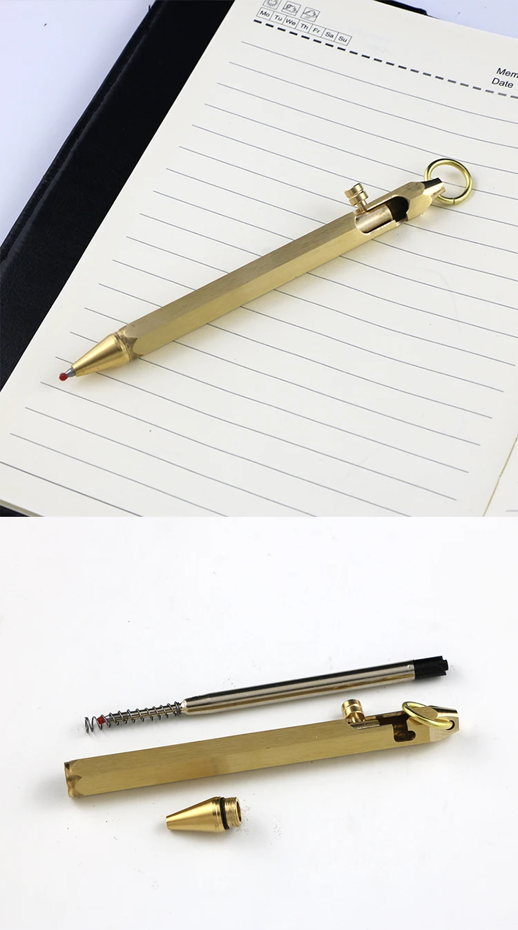 Vintage Solid Brass Hexagonal Shaped Bolt Action Ballpen Bronze Brushed ...