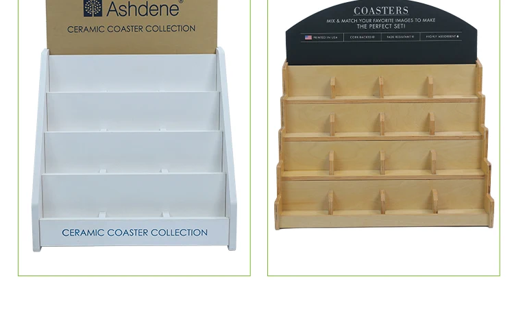 Custom Wood Countertop Poster Card Display Stand Coaster